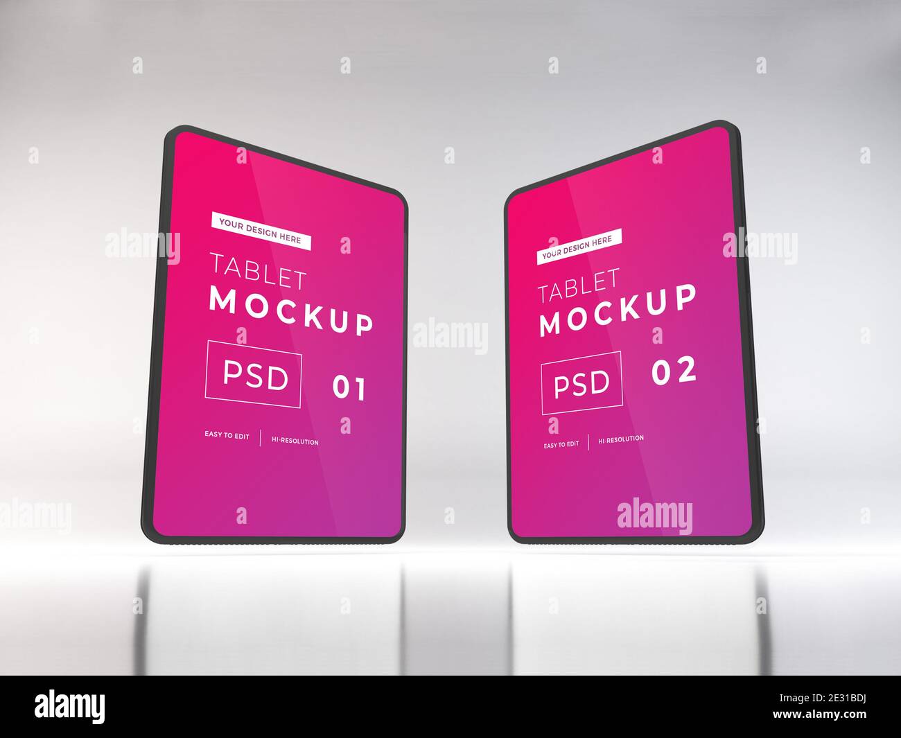 Realistic Tablet Device Mockup Template Scene Stock Photo - Alamy