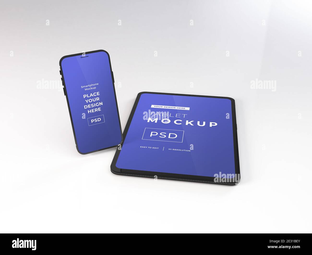 Realistic Smartphone and Tablet Mockup Template Stock Photo - Alamy