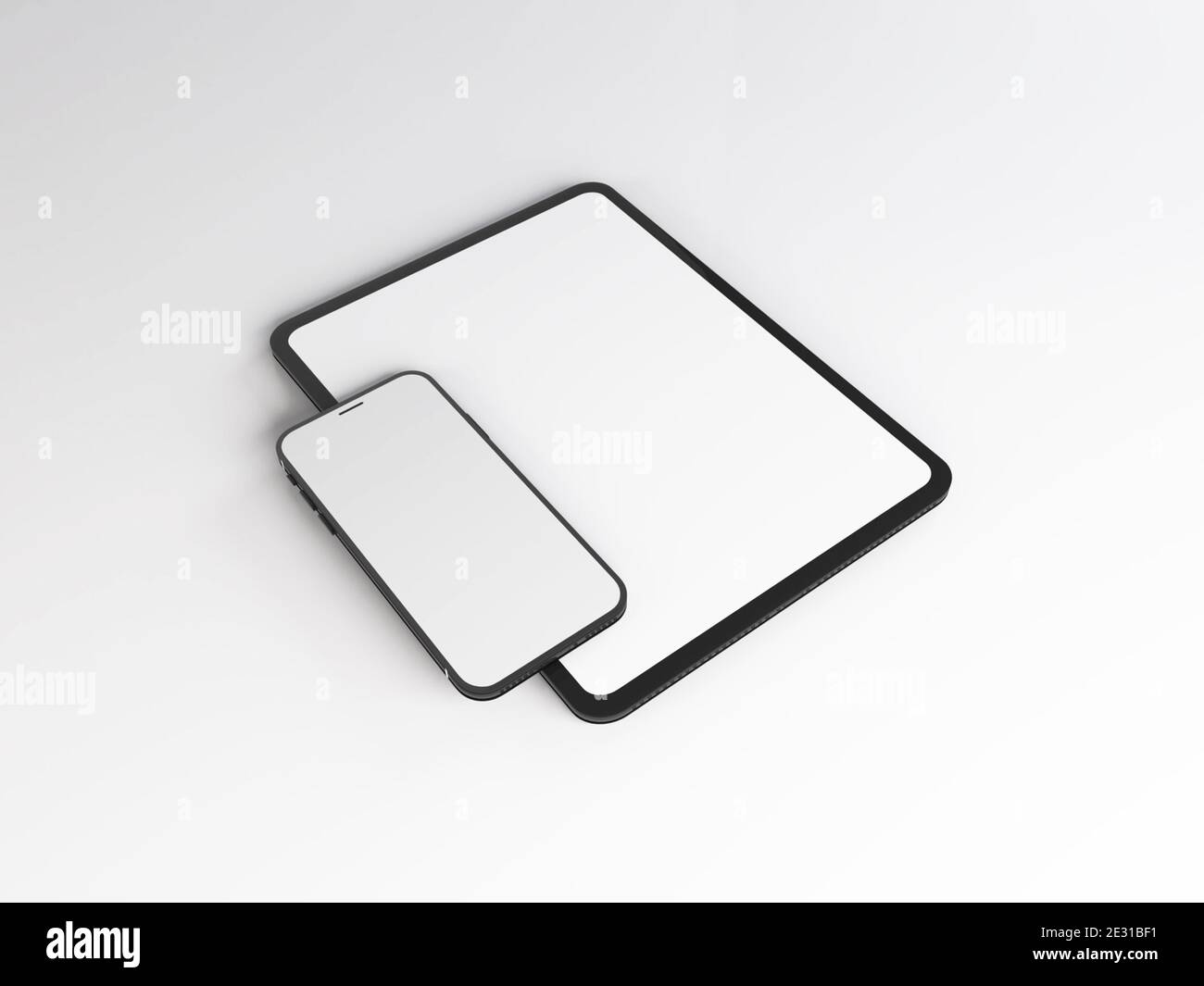 Realistic Smartphone and Tablet Mockup Template Stock Photo - Alamy