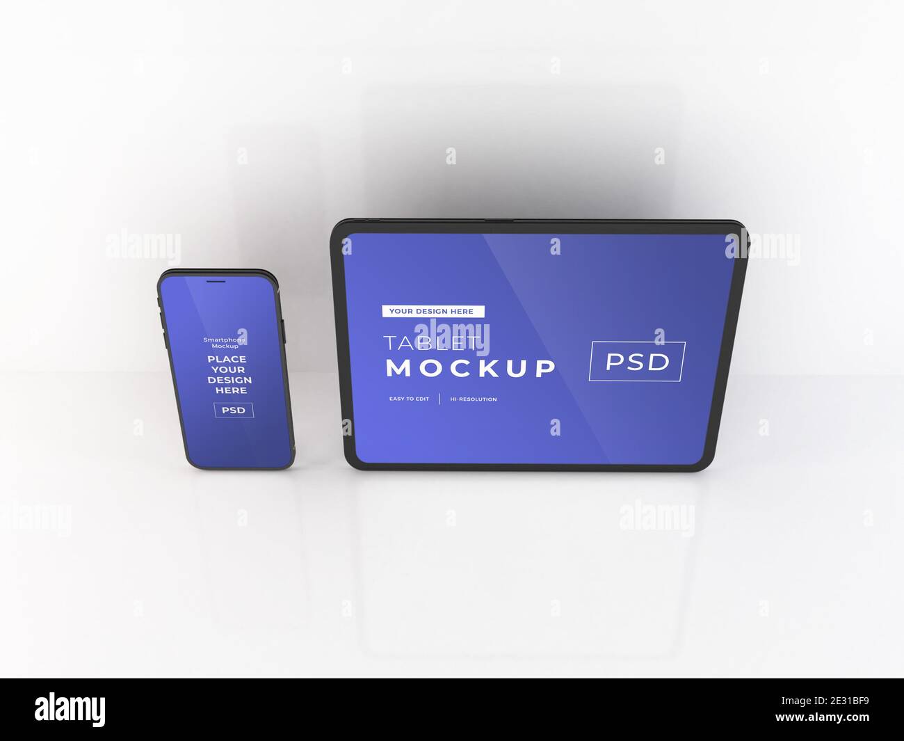 Realistic Smartphone and Tablet Mockup Template Stock Photo - Alamy
