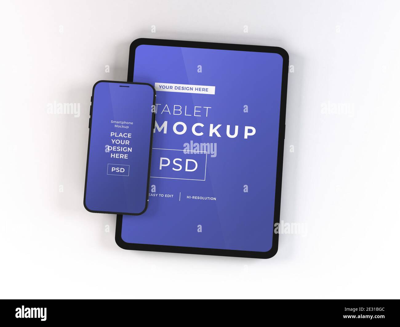 Realistic Smartphone and Tablet Mockup Template Stock Photo - Alamy