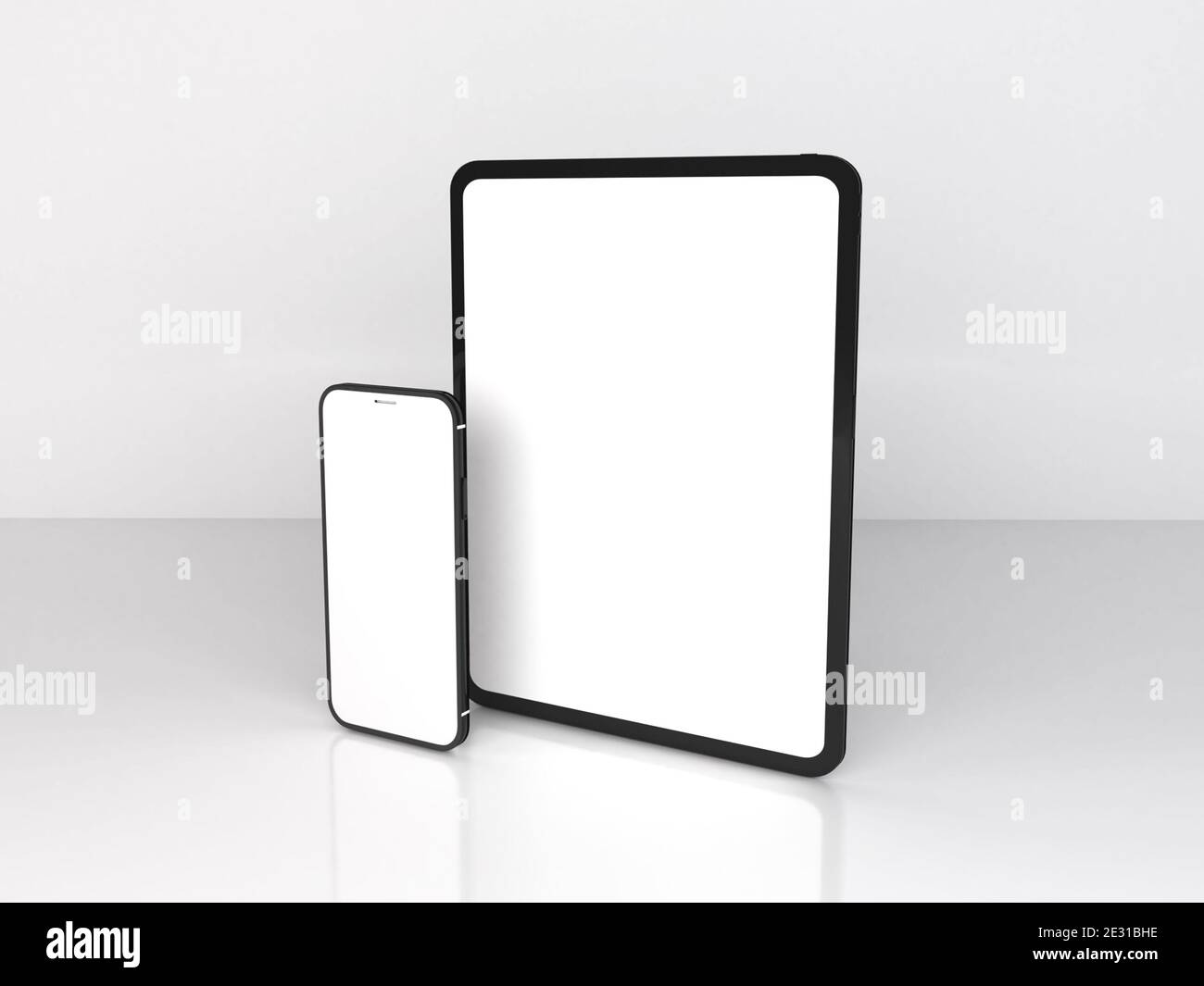 Realistic Smartphone and Tablet Mockup Template Stock Photo - Alamy