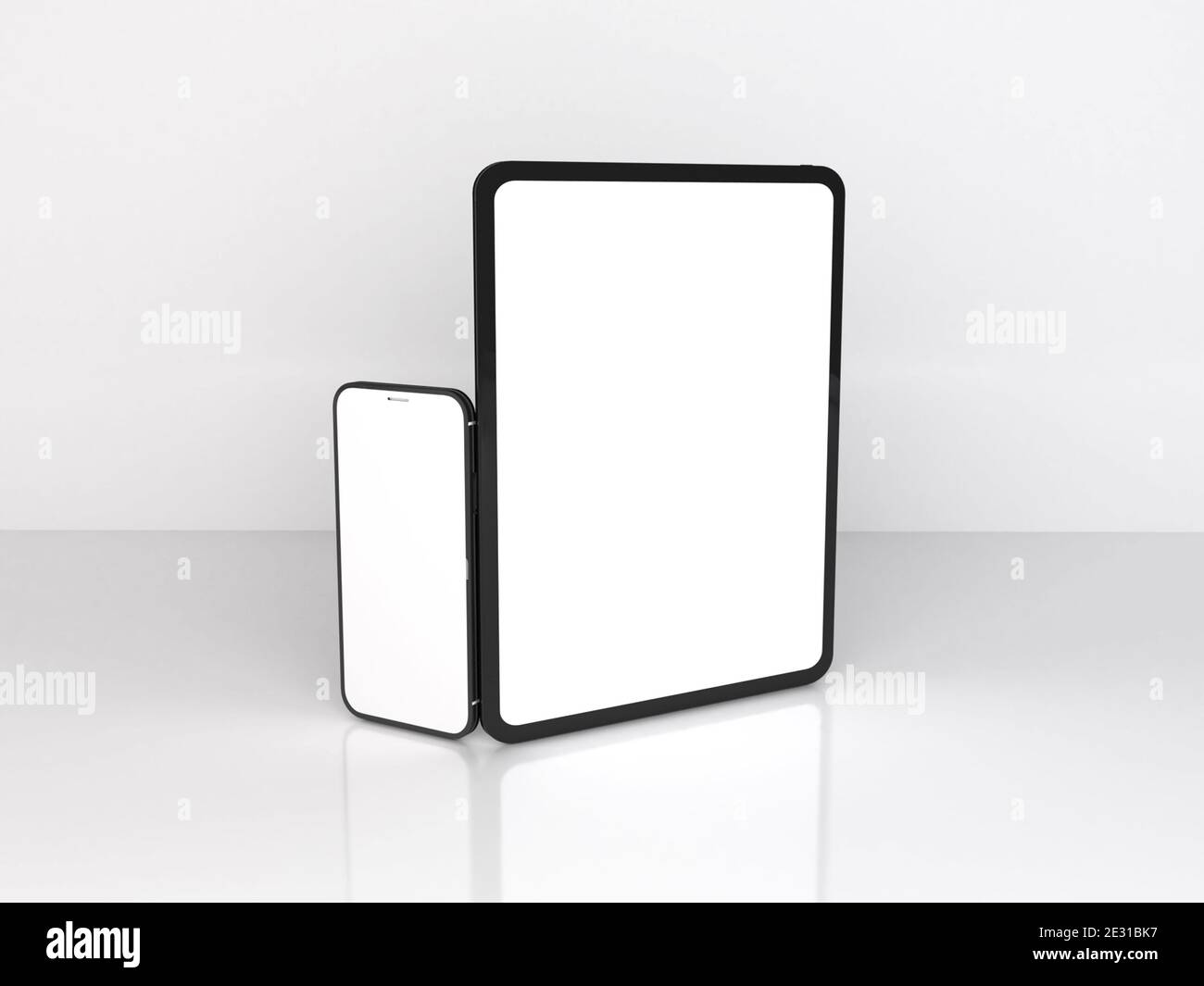 Realistic Smartphone and Tablet Mockup Template Stock Photo - Alamy