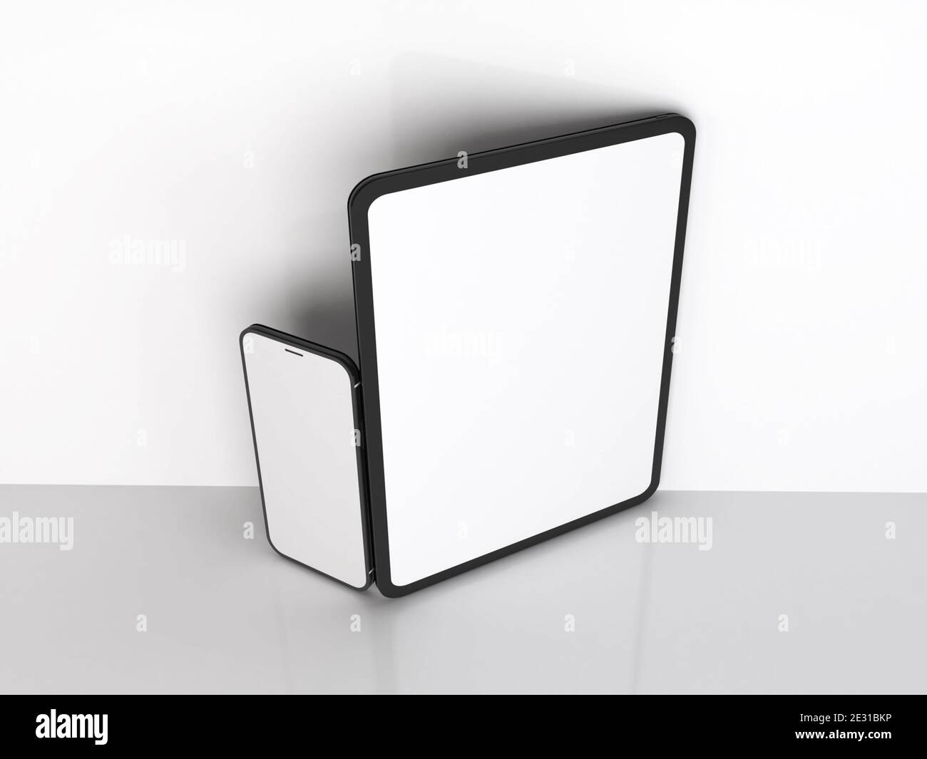 Realistic Smartphone and Tablet Mockup Template Stock Photo - Alamy