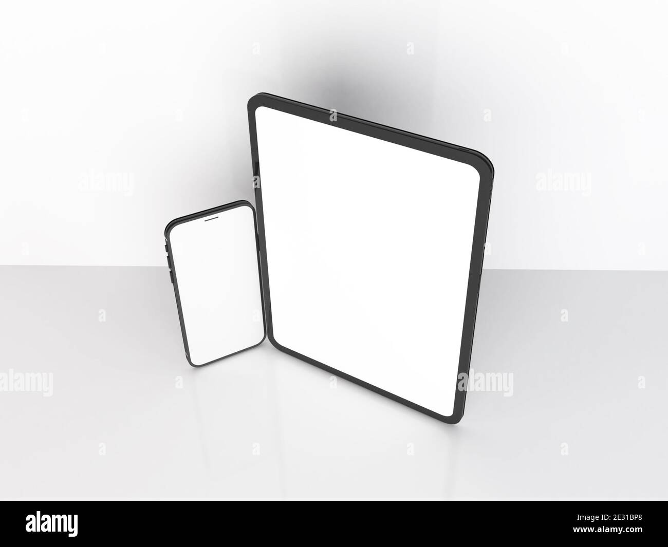Realistic Smartphone and Tablet Mockup Template Stock Photo - Alamy