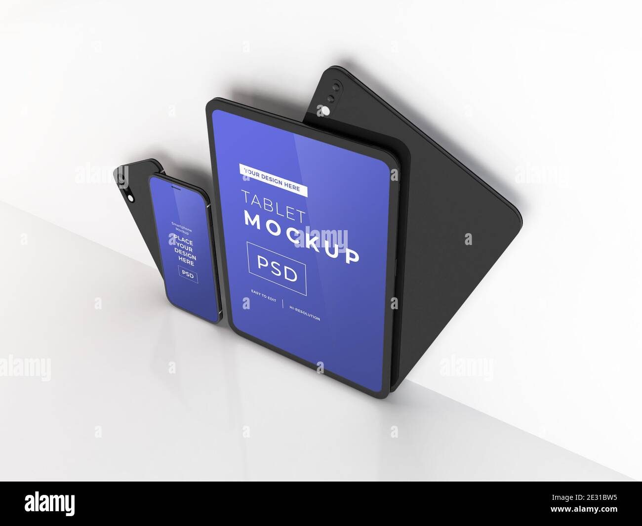 Realistic Smartphone and Tablet Mockup Template Stock Photo - Alamy