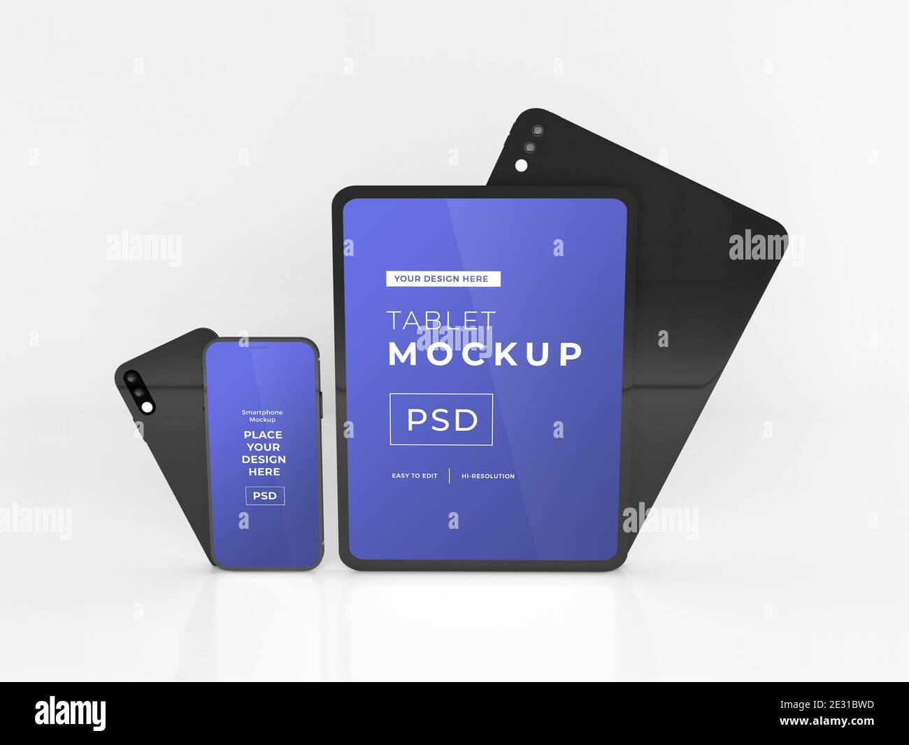 Realistic Smartphone and Tablet Mockup Template Stock Photo - Alamy