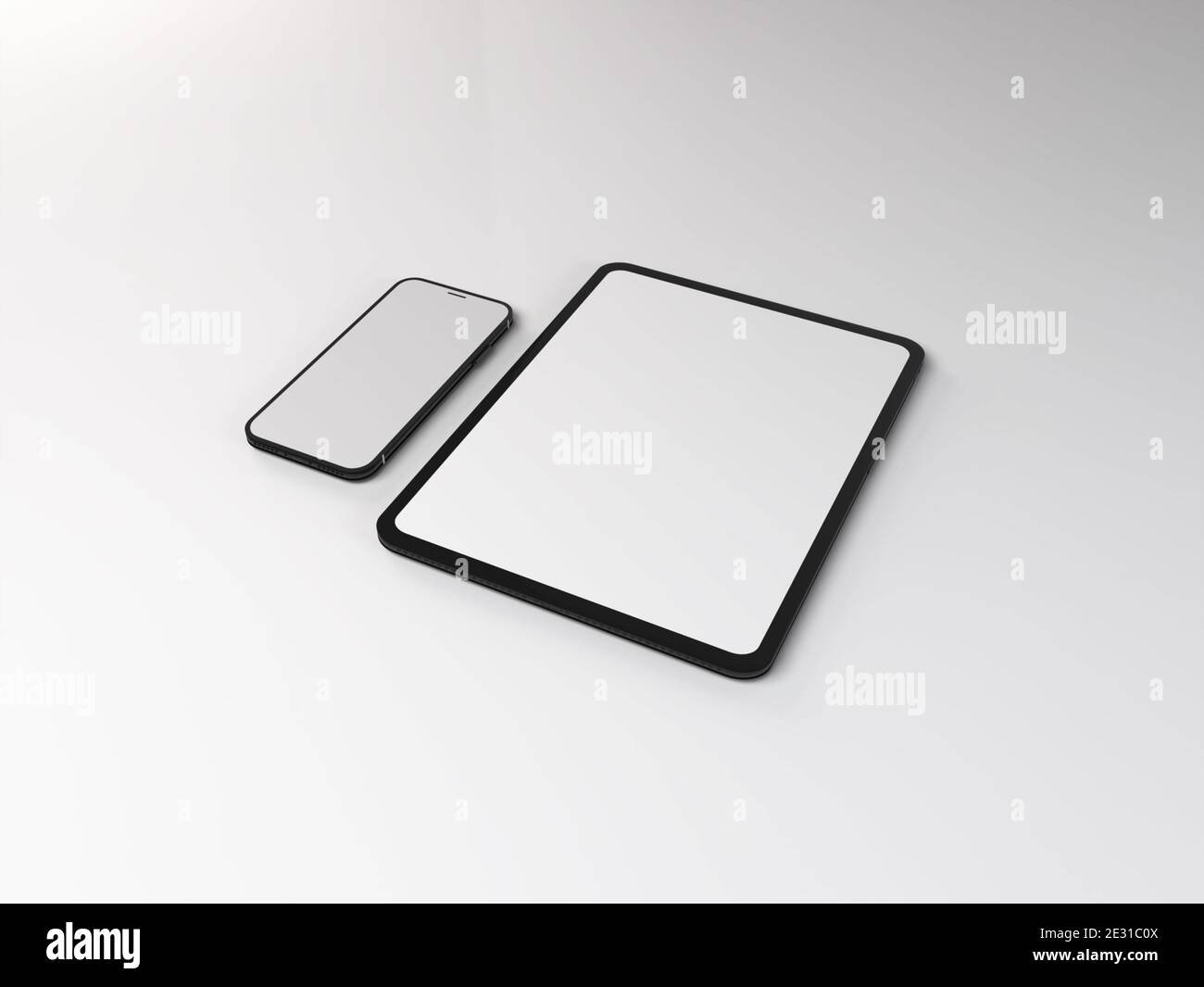 Realistic Smartphone and Tablet Mockup Template Stock Photo - Alamy