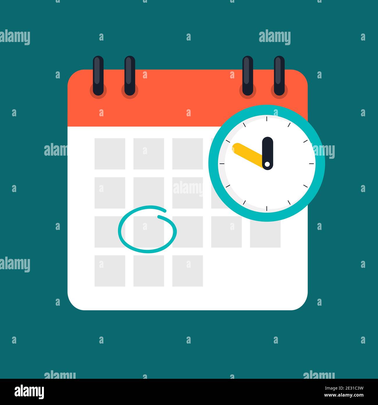 Time management concept with calendar date and clock icon. Illustration ...