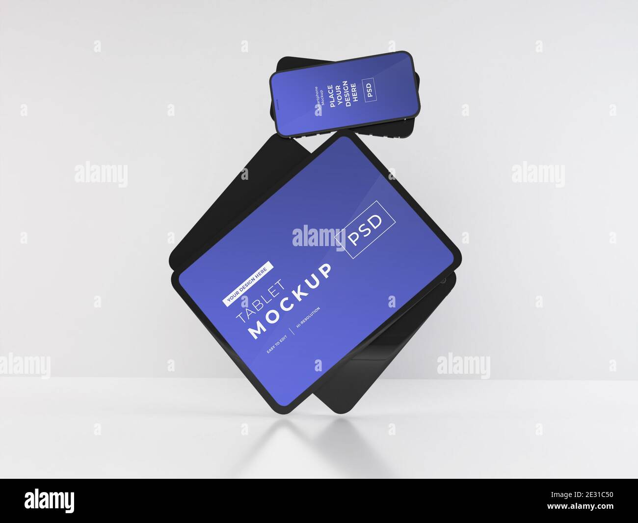 Realistic Smartphone and Tablet Mockup Template Stock Photo - Alamy