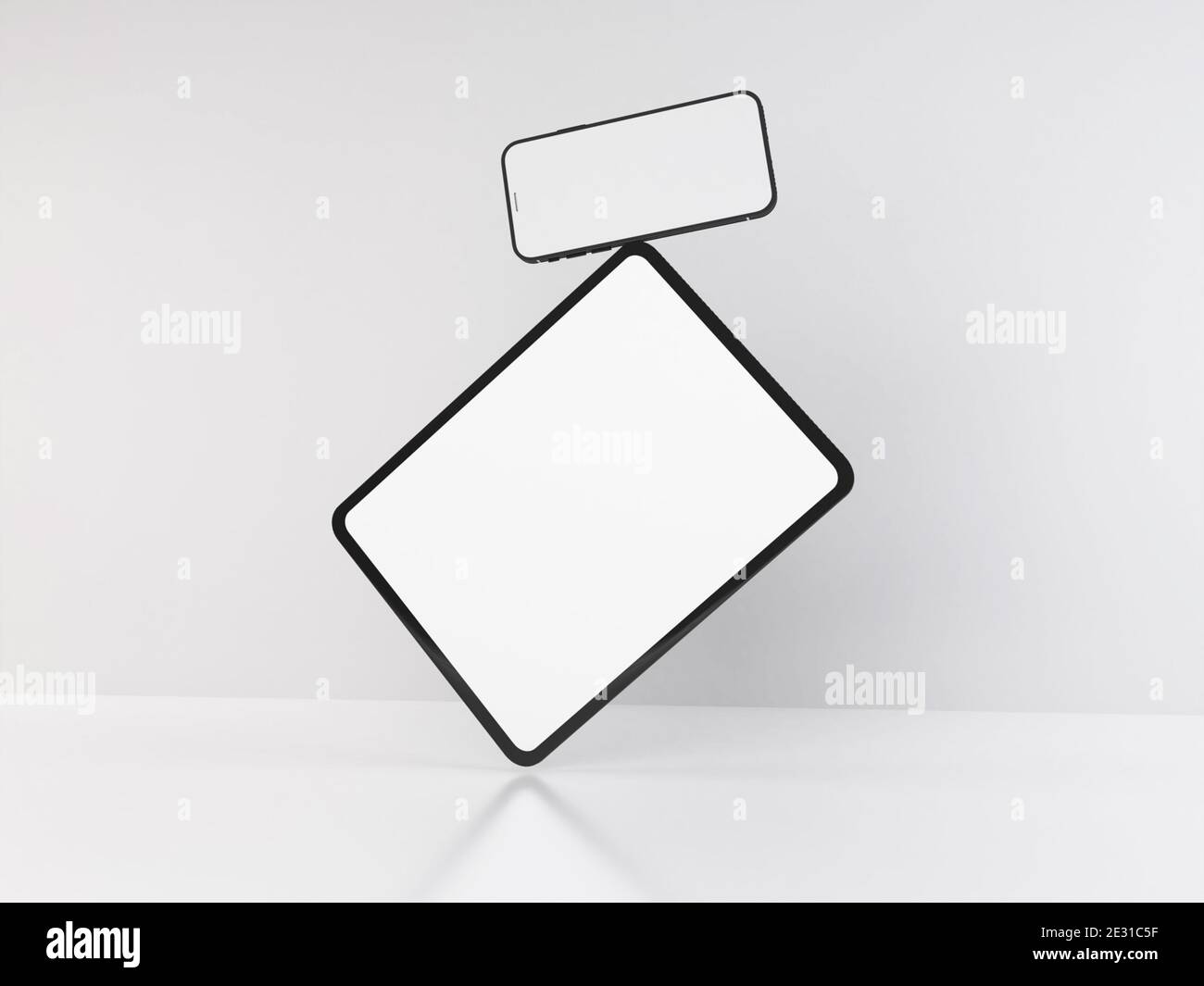 Realistic Smartphone and Tablet Mockup Template Stock Photo - Alamy