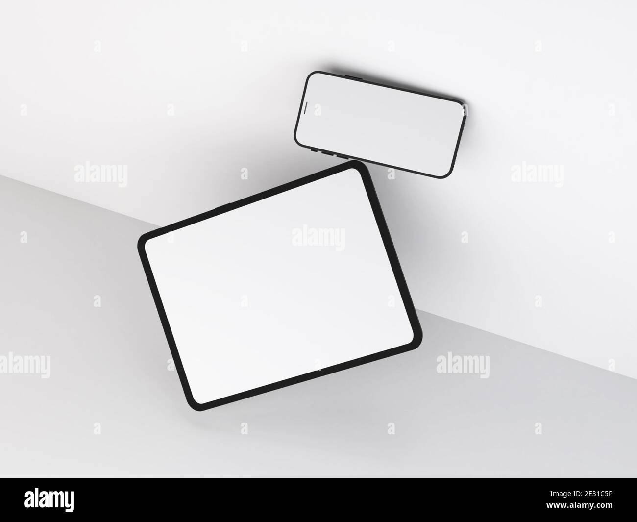 Realistic Smartphone and Tablet Mockup Template Stock Photo - Alamy