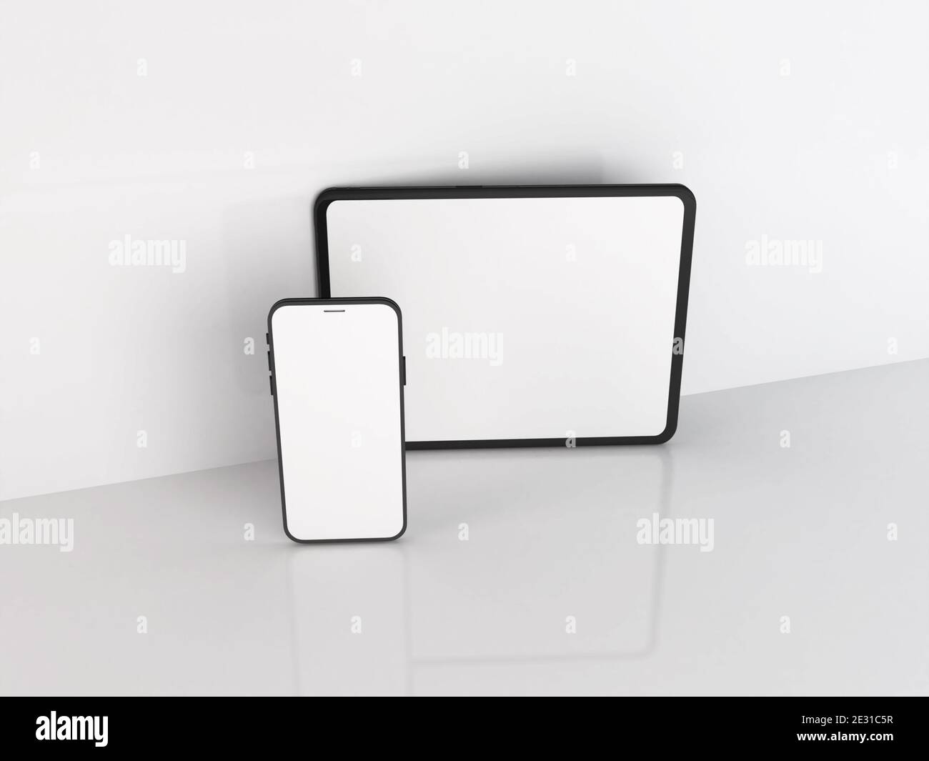 Realistic Smartphone and Tablet Mockup Template Stock Photo - Alamy