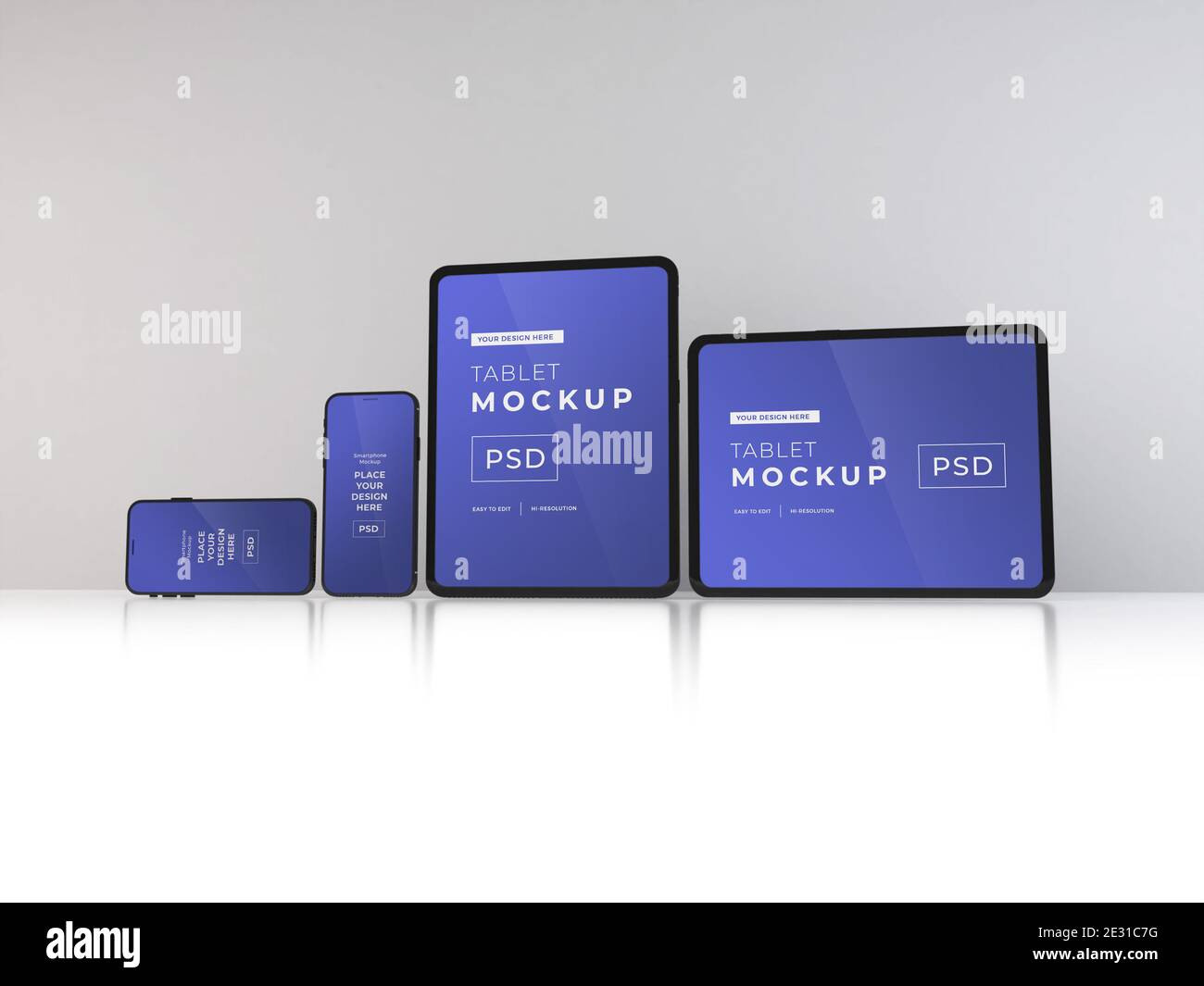 Realistic Smartphone and Tablet Mockup Template Stock Photo - Alamy