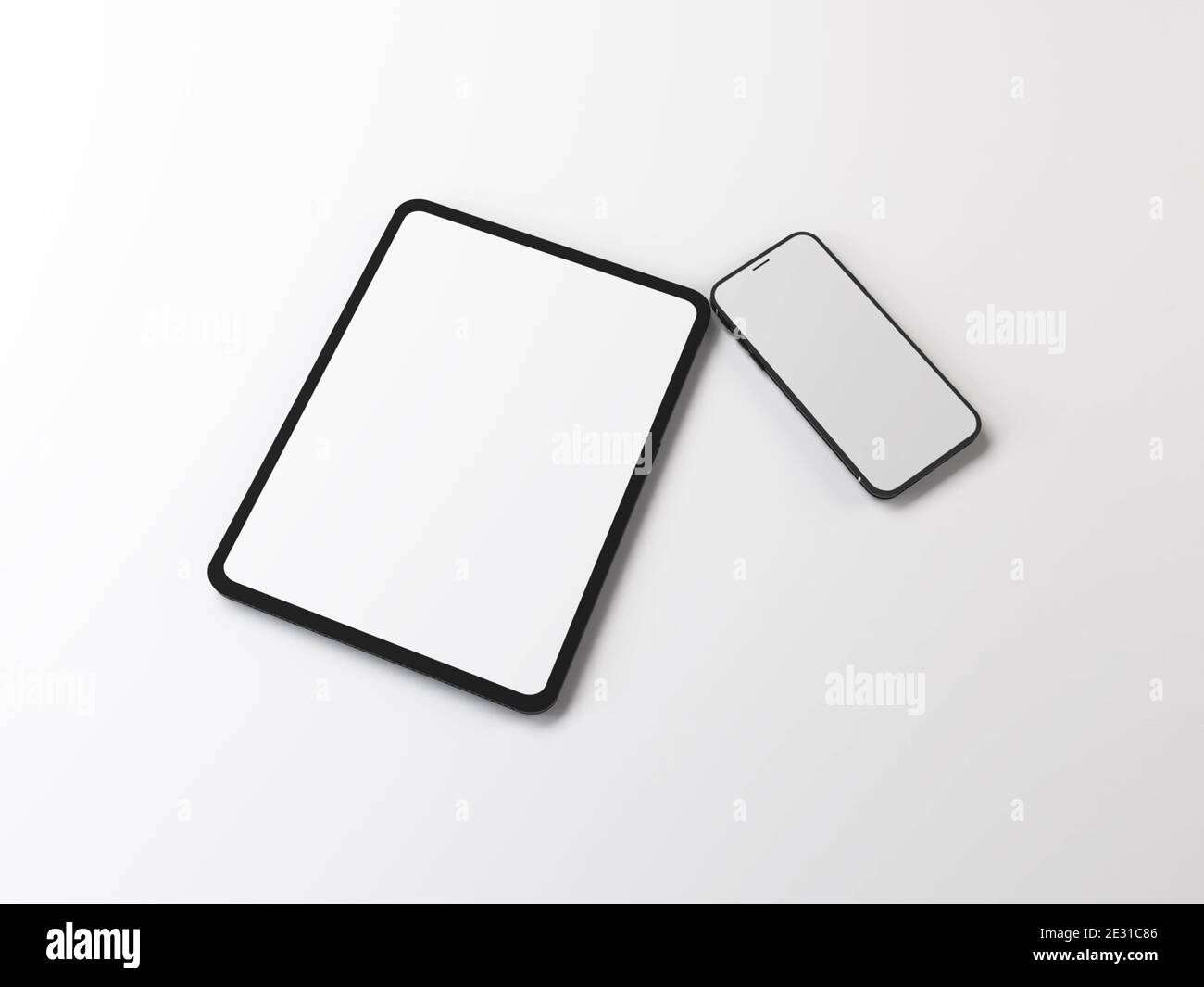 Realistic Smartphone and Tablet Mockup Template Stock Photo - Alamy