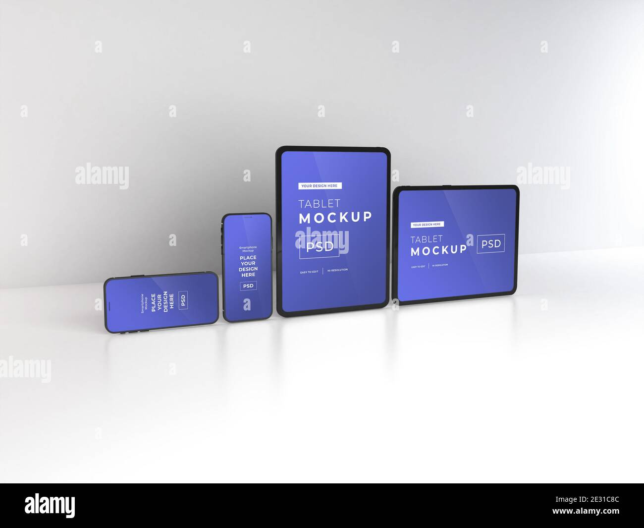 Realistic Smartphone and Tablet Mockup Template Stock Photo - Alamy