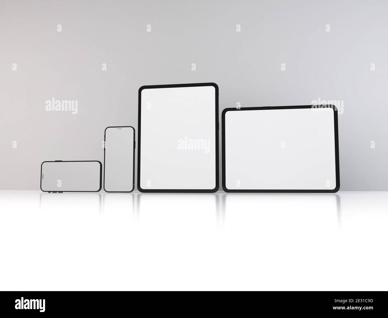 Realistic Smartphone and Tablet Mockup Template Stock Photo - Alamy