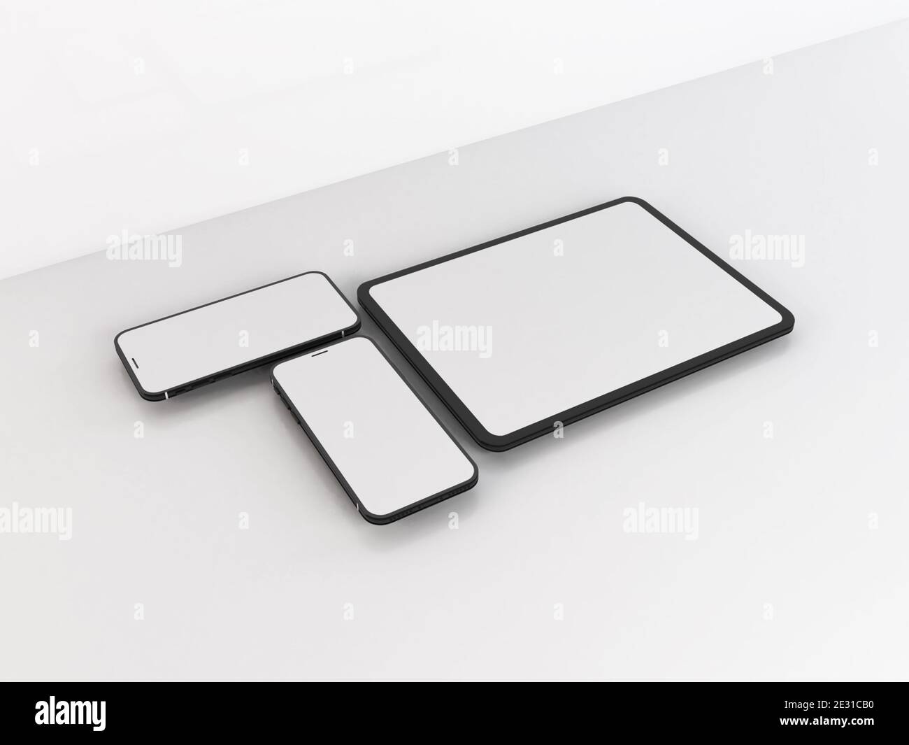 Realistic Smartphone and Tablet Mockup Template Stock Photo - Alamy
