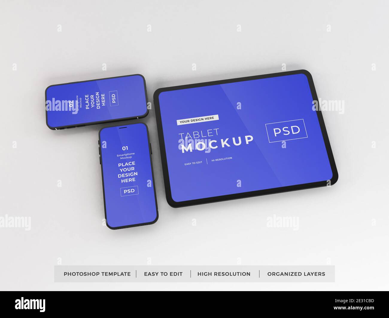 Realistic Smartphone and Tablet Mockup Template Stock Photo - Alamy