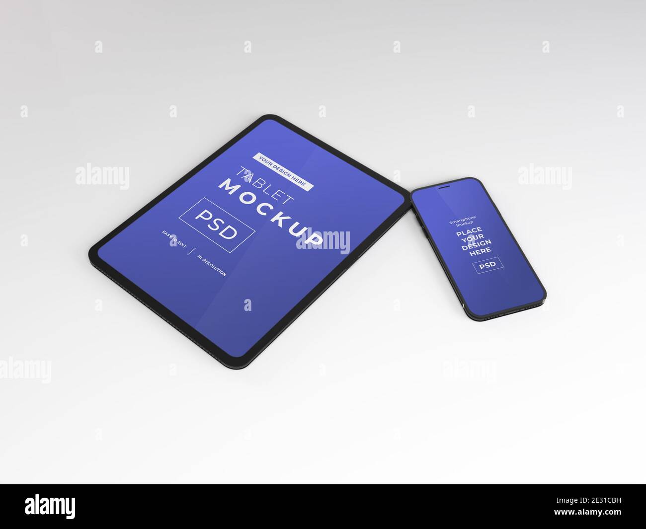 Realistic Smartphone and Tablet Mockup Template Stock Photo - Alamy