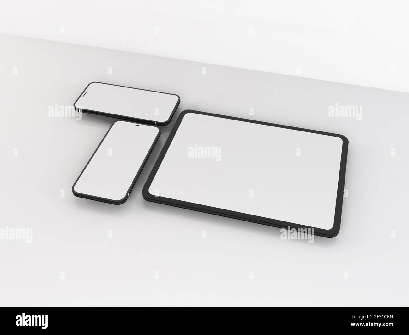 Realistic Smartphone and Tablet Mockup Template Stock Photo - Alamy