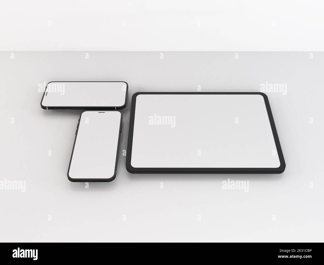 Realistic Smartphone and Tablet Mockup Template Stock Photo - Alamy