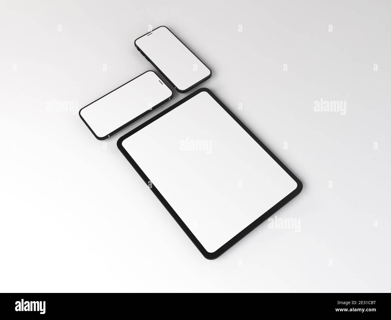 Realistic Smartphone and Tablet Mockup Template Stock Photo - Alamy