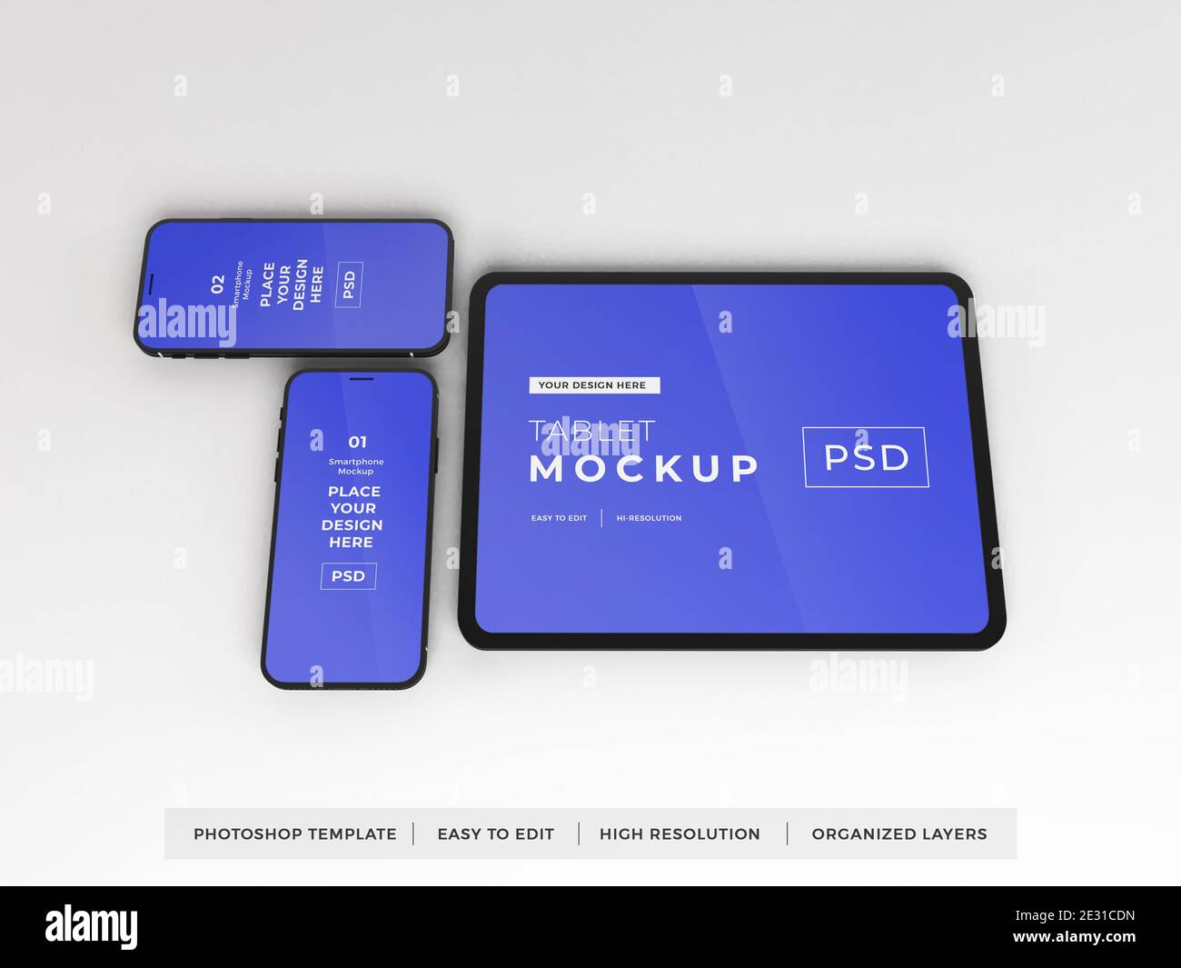Realistic Smartphone and Tablet Mockup Template Stock Photo - Alamy