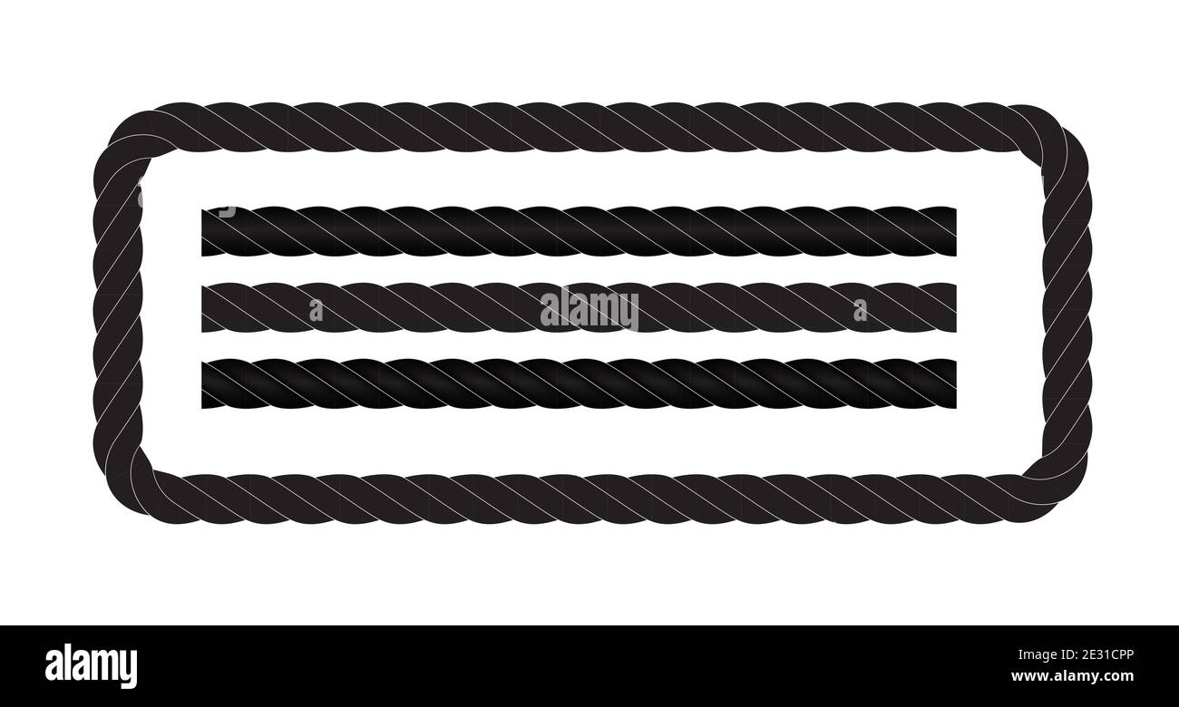 Black and white rope isolated on white. Seamless compilation ...