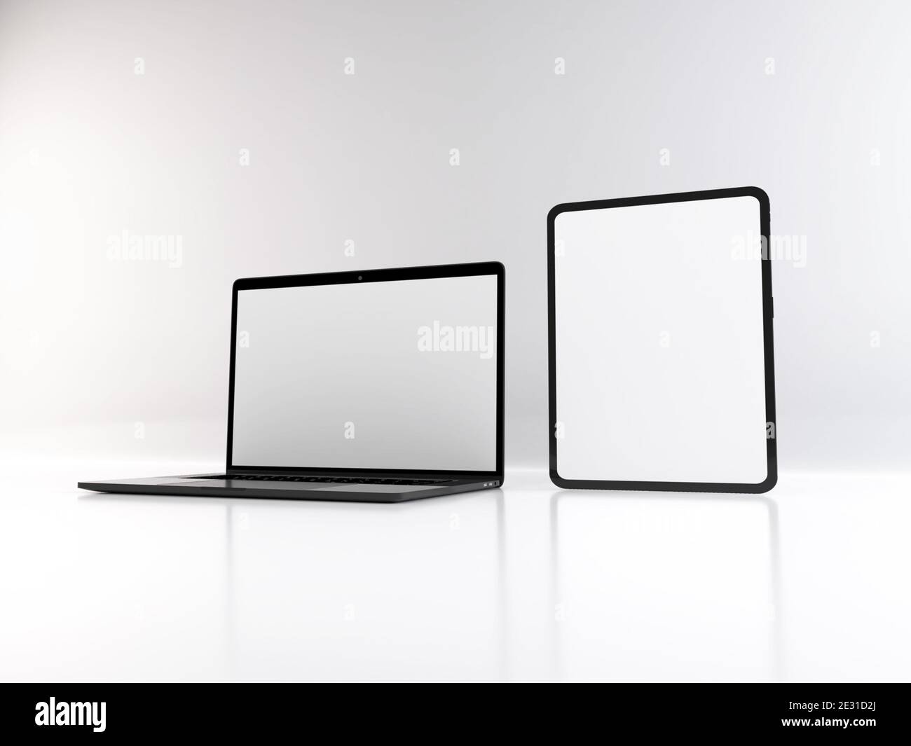 Realistic Laptop and Tablet Device Mockup Template Stock Photo - Alamy