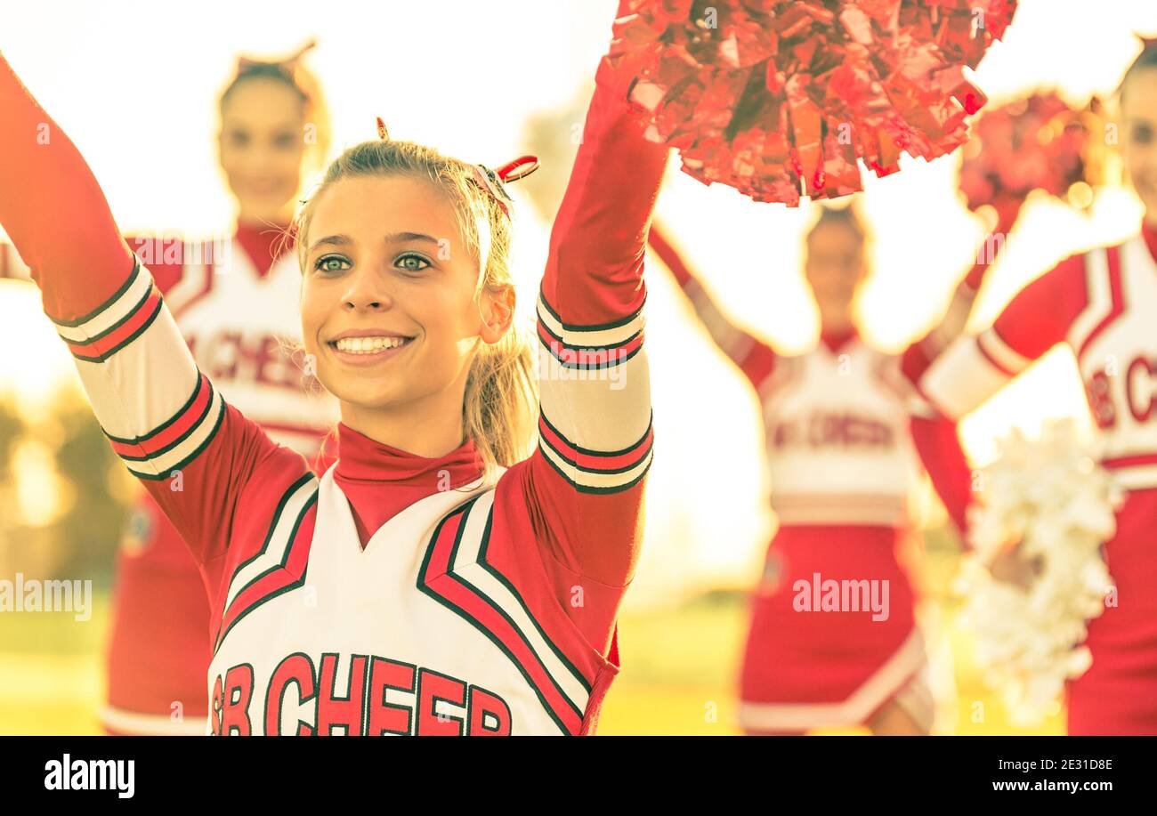 Portrait of a cheerleeder in action Stock Photo - Alamy