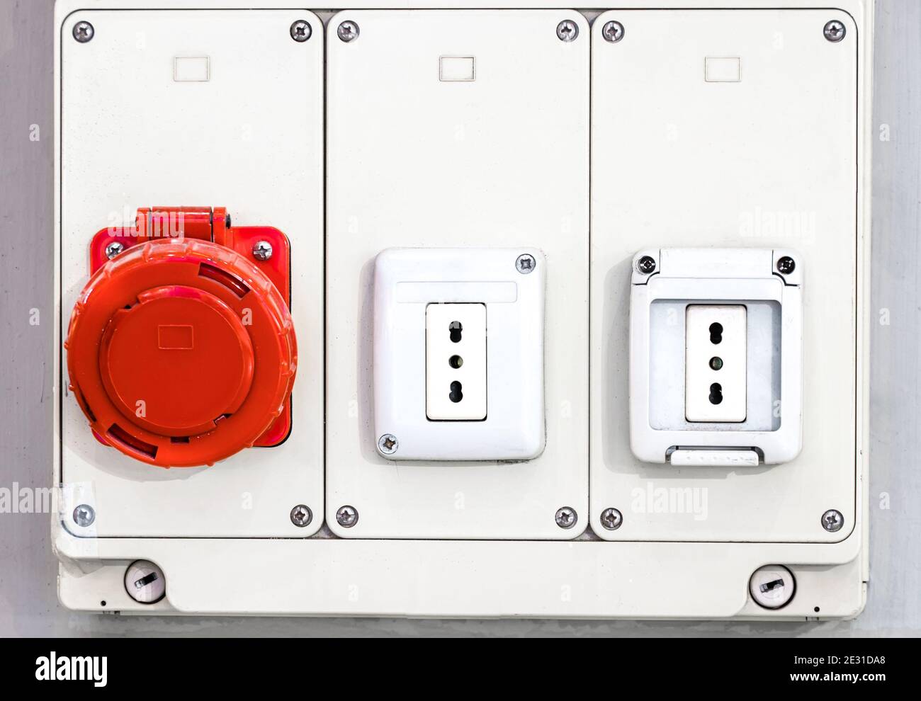 Electrical panel with electric Sockets Stock Photo - Alamy