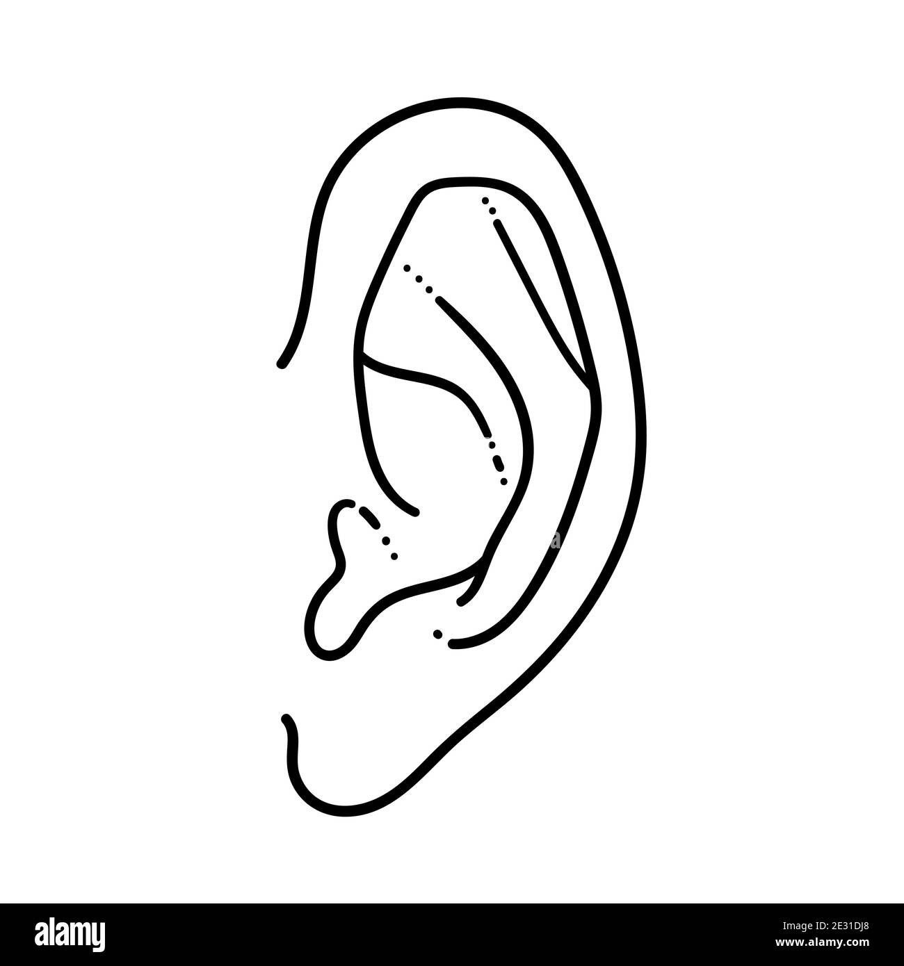 Hand Drawn Ear Sketch Symbol. Vector Listen Element In doodle Style ...
