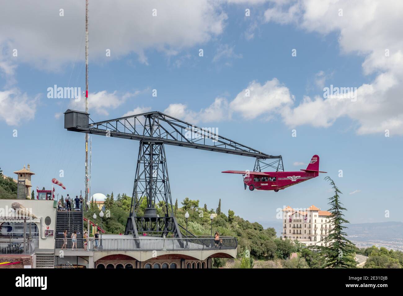 Barcelona, Spain, August 26, 2012: Airplane ride inside Tibidabo ...