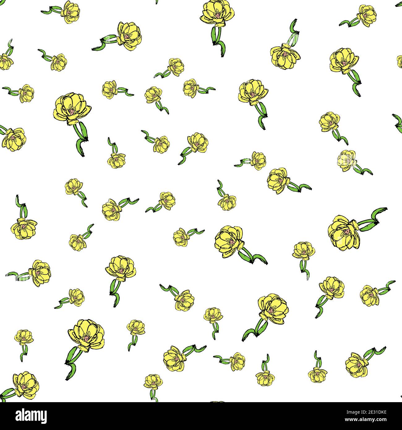 Hand drawn flower. Seamless pattern. Illustration Stock Photo - Alamy