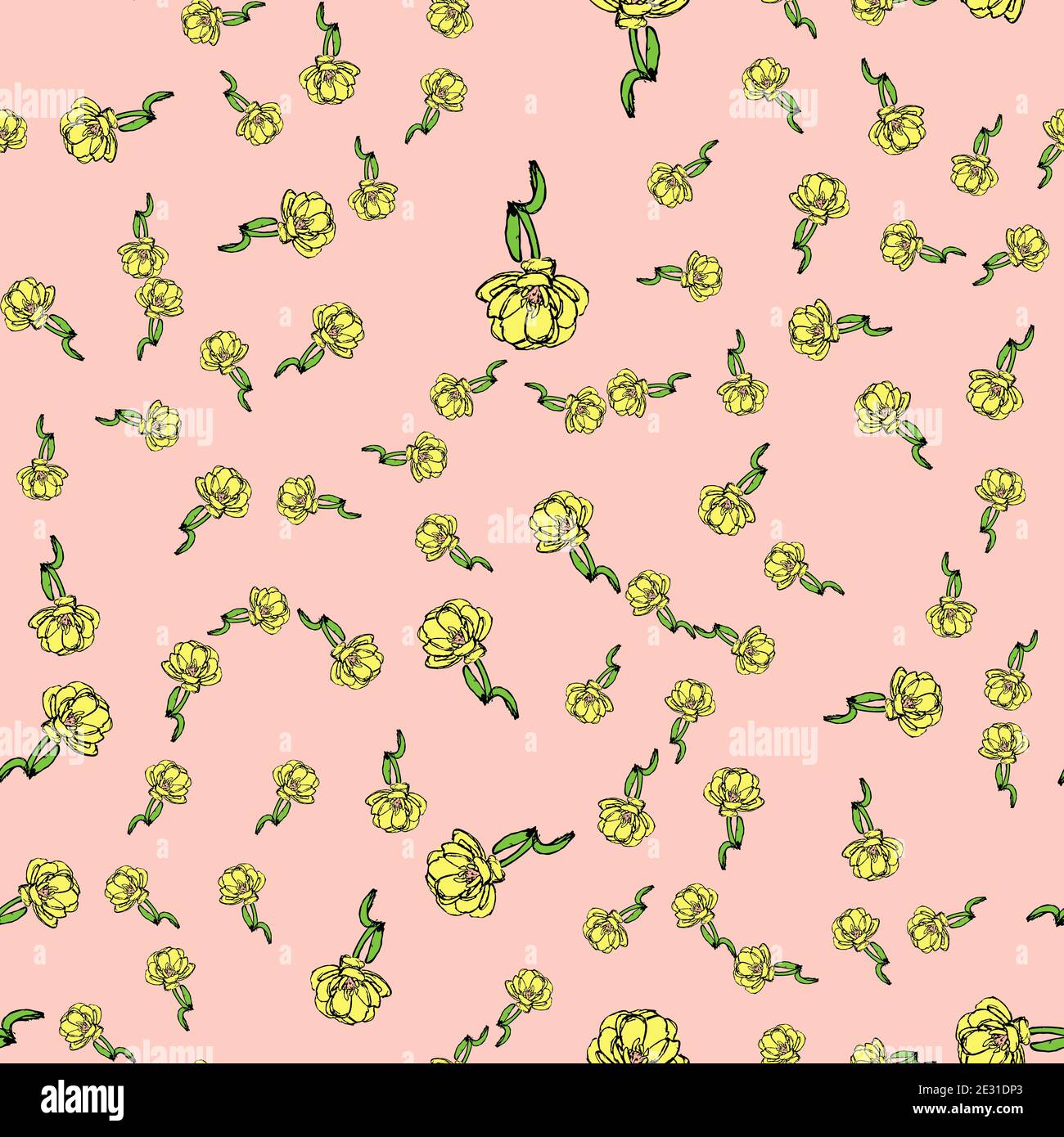 Hand drawn flower. Seamless pattern. Illustration Stock Photo - Alamy
