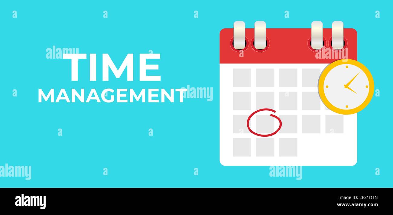 Time management concept with calendar date and clock icon Stock Photo ...