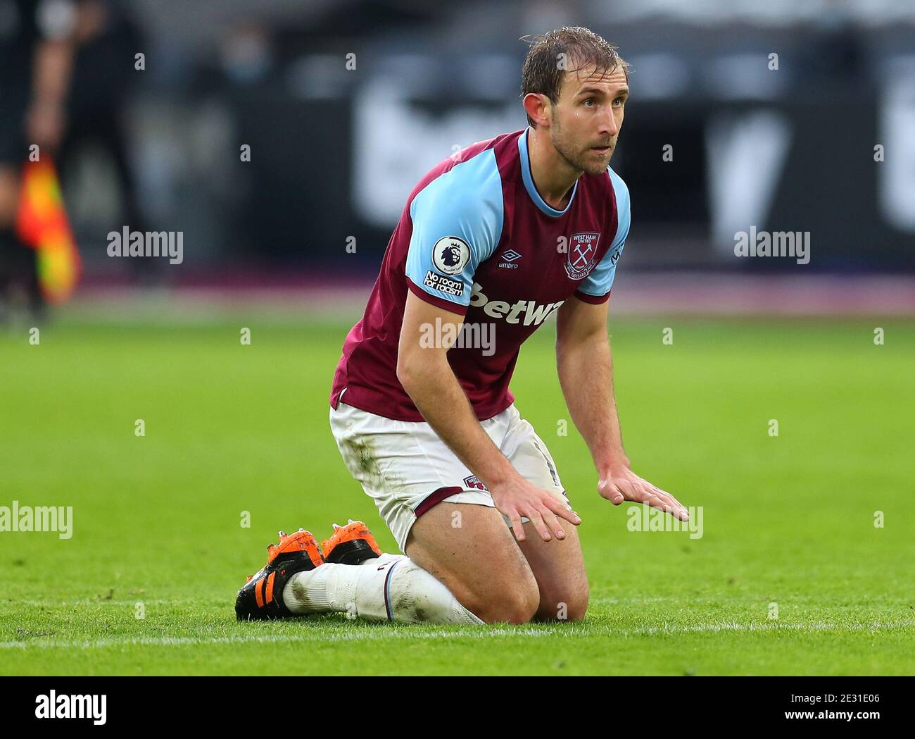 West Ham United's Craig Dawson appears frustrated during the Premier ...