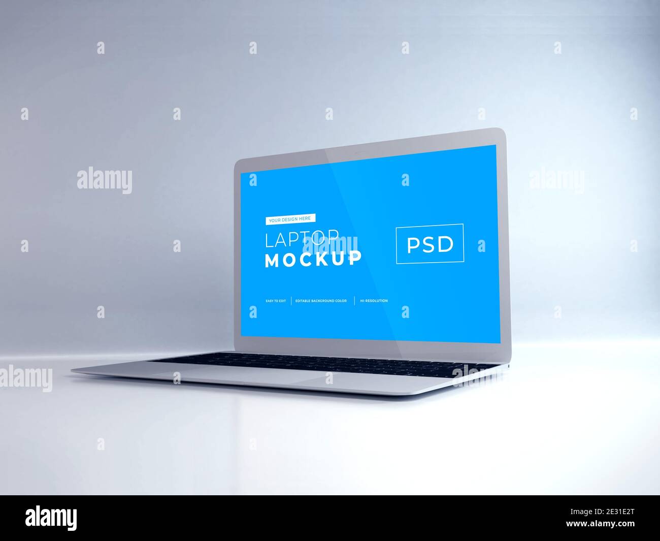 Realistic Laptop Mockup Template Scene Stock Photo - Alamy