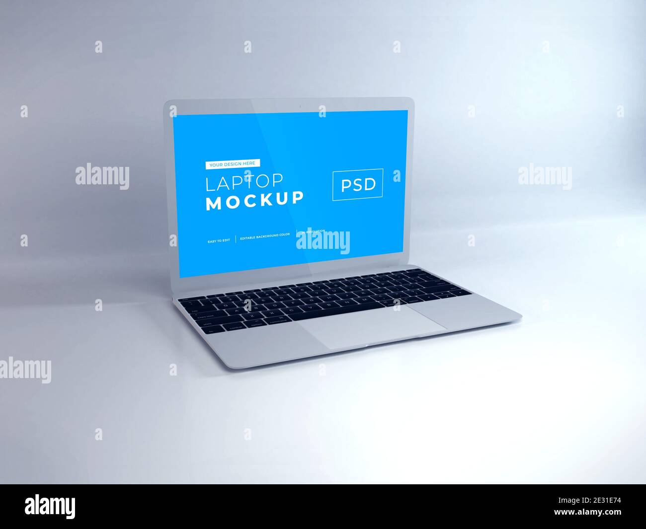 Realistic Laptop Mockup Template Scene Stock Photo - Alamy