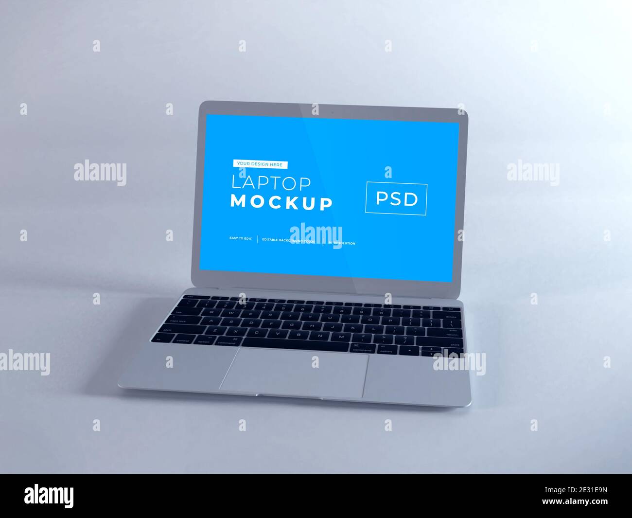 Realistic Laptop Mockup Template Scene Stock Photo - Alamy