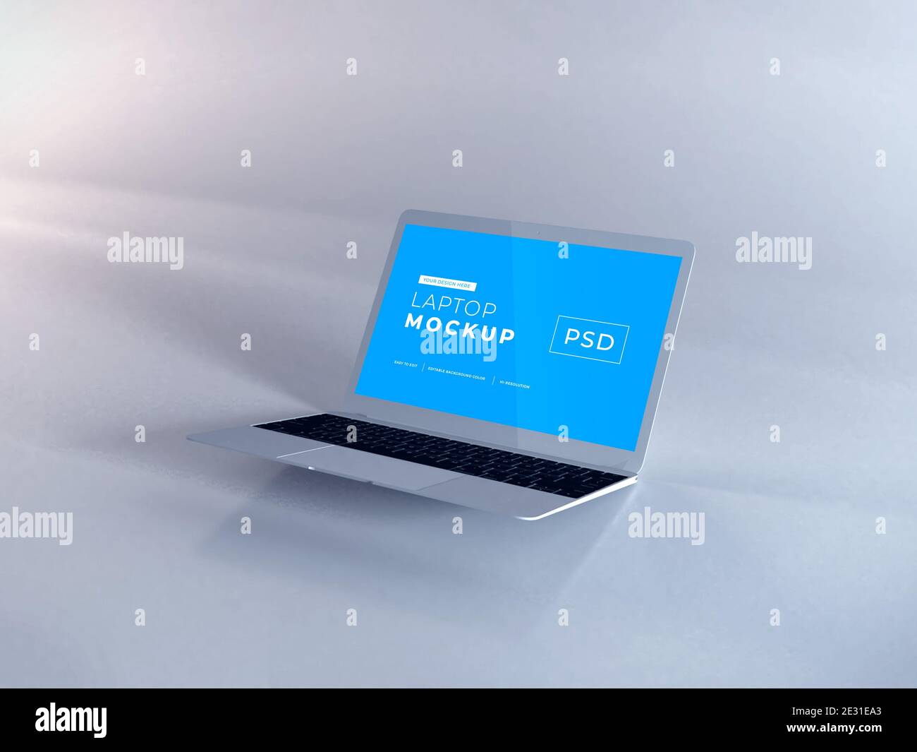 Realistic Laptop Mockup Template Scene Stock Photo - Alamy