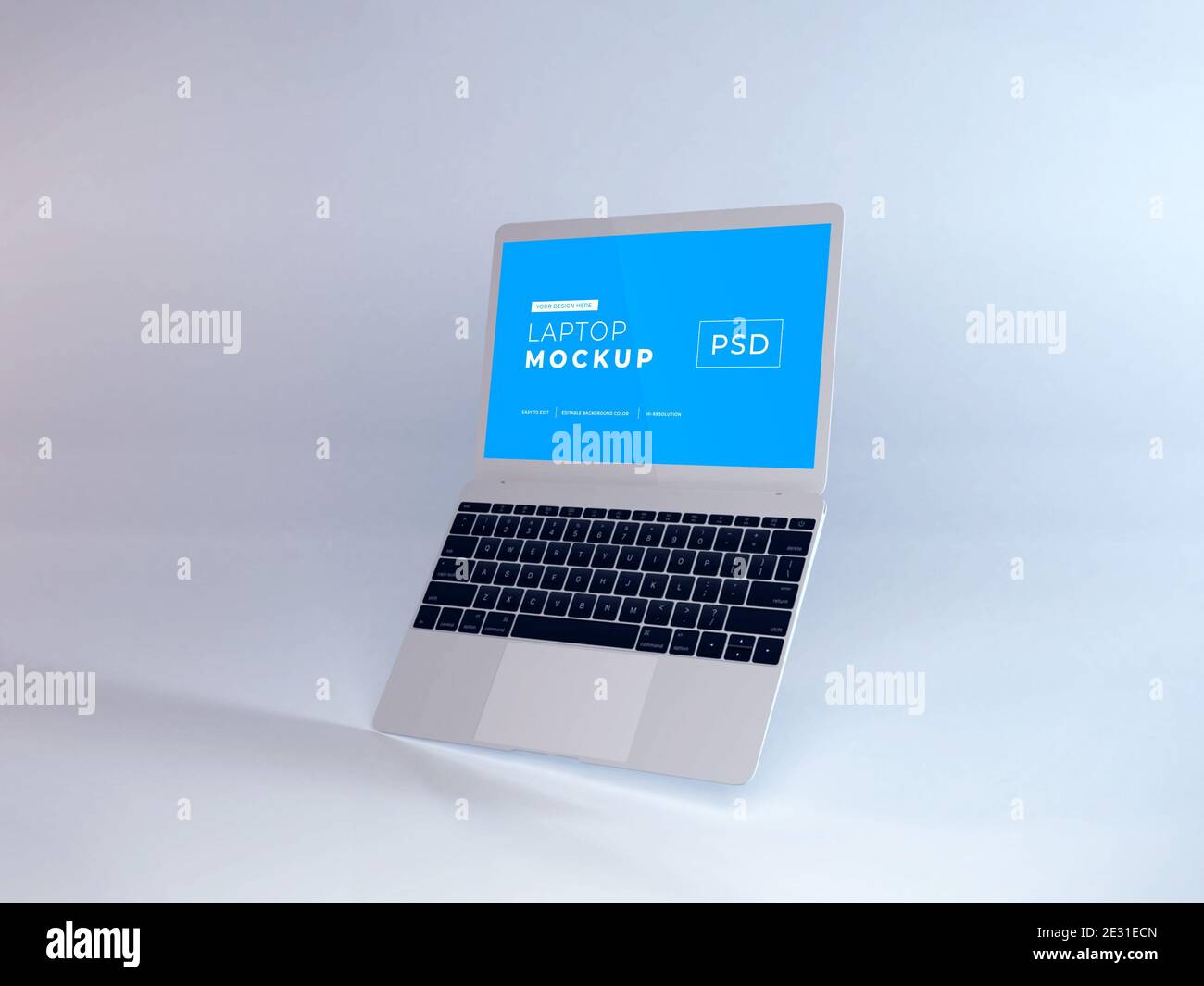 Realistic Laptop Mockup Template Scene Stock Photo - Alamy