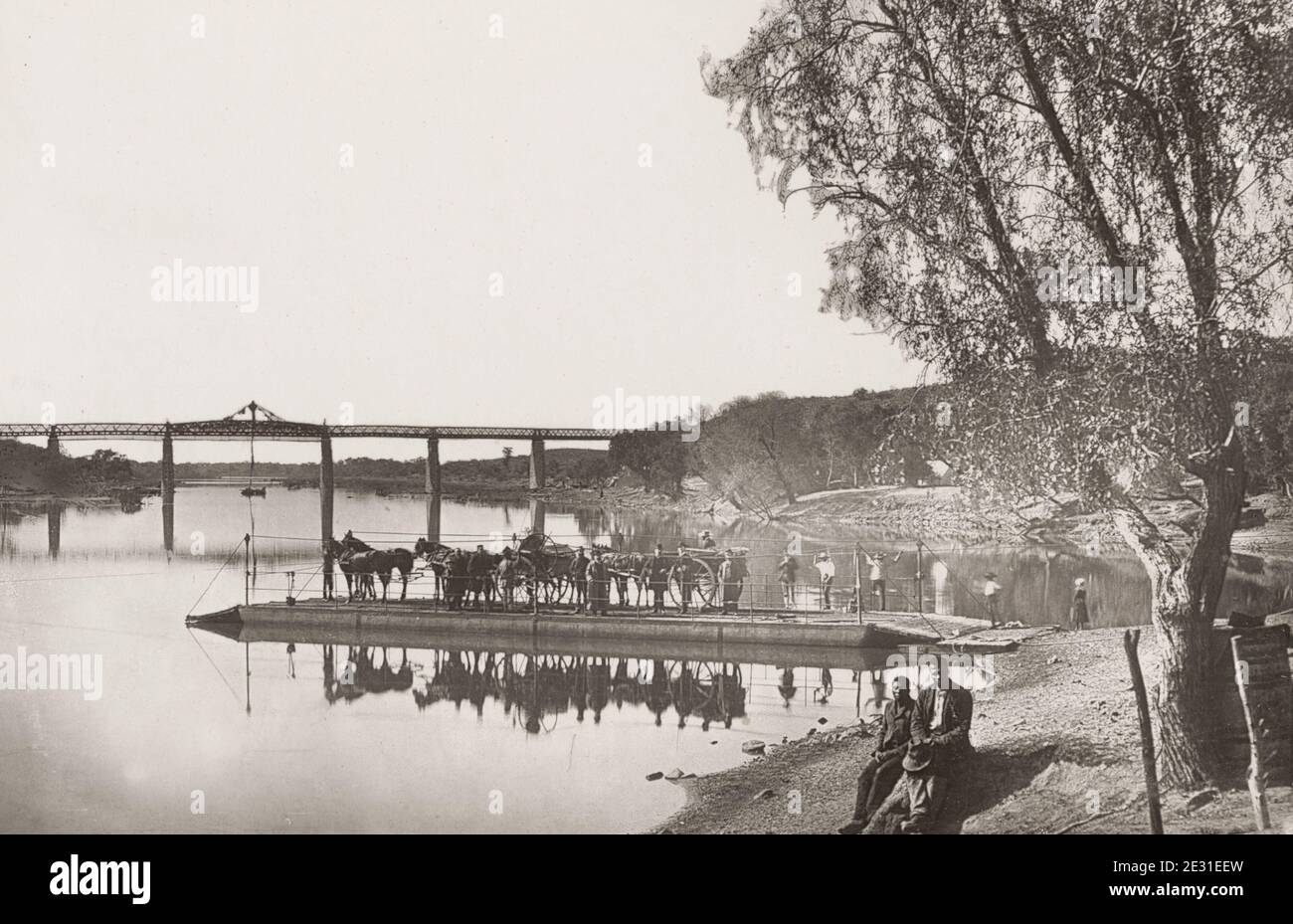 Vintage 19th century photograph: Barkly Bridge, Vaal River, South ...