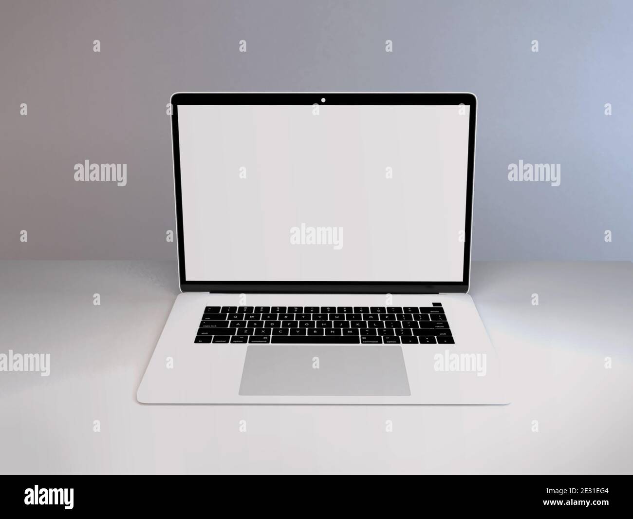 Realistic Laptop Mockup Template Scene Stock Photo - Alamy