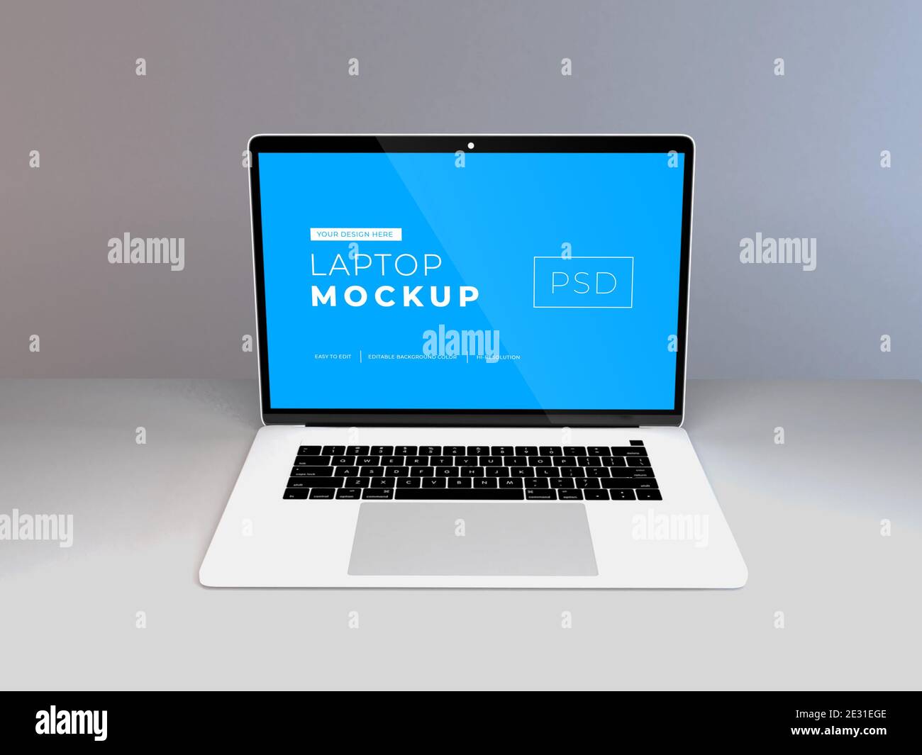 Realistic Laptop Mockup Template Scene Stock Photo - Alamy