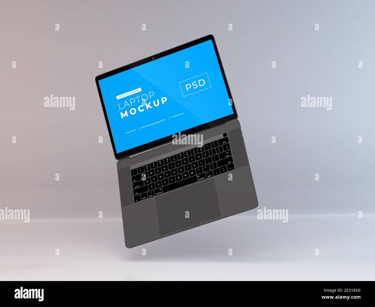 Realistic Laptop Mockup Template Scene Stock Photo - Alamy