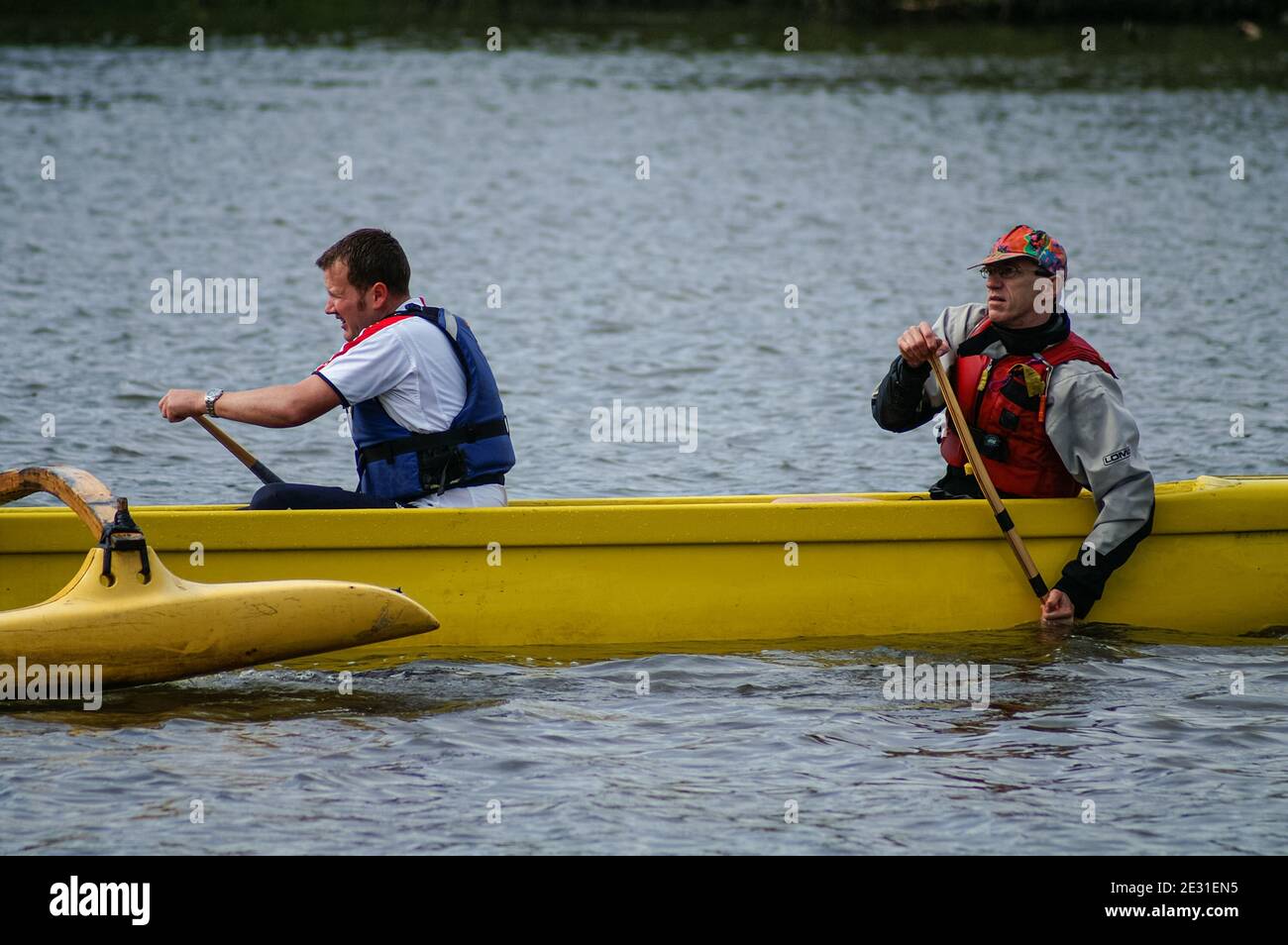 People paddling V6 Hawaiian outrigger canoes (known as va'a), UK Stock ...