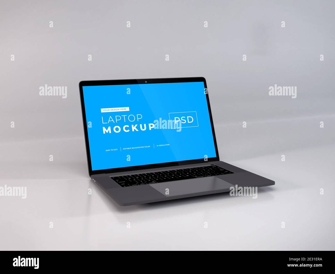 Realistic Laptop Mockup Template Scene Stock Photo - Alamy