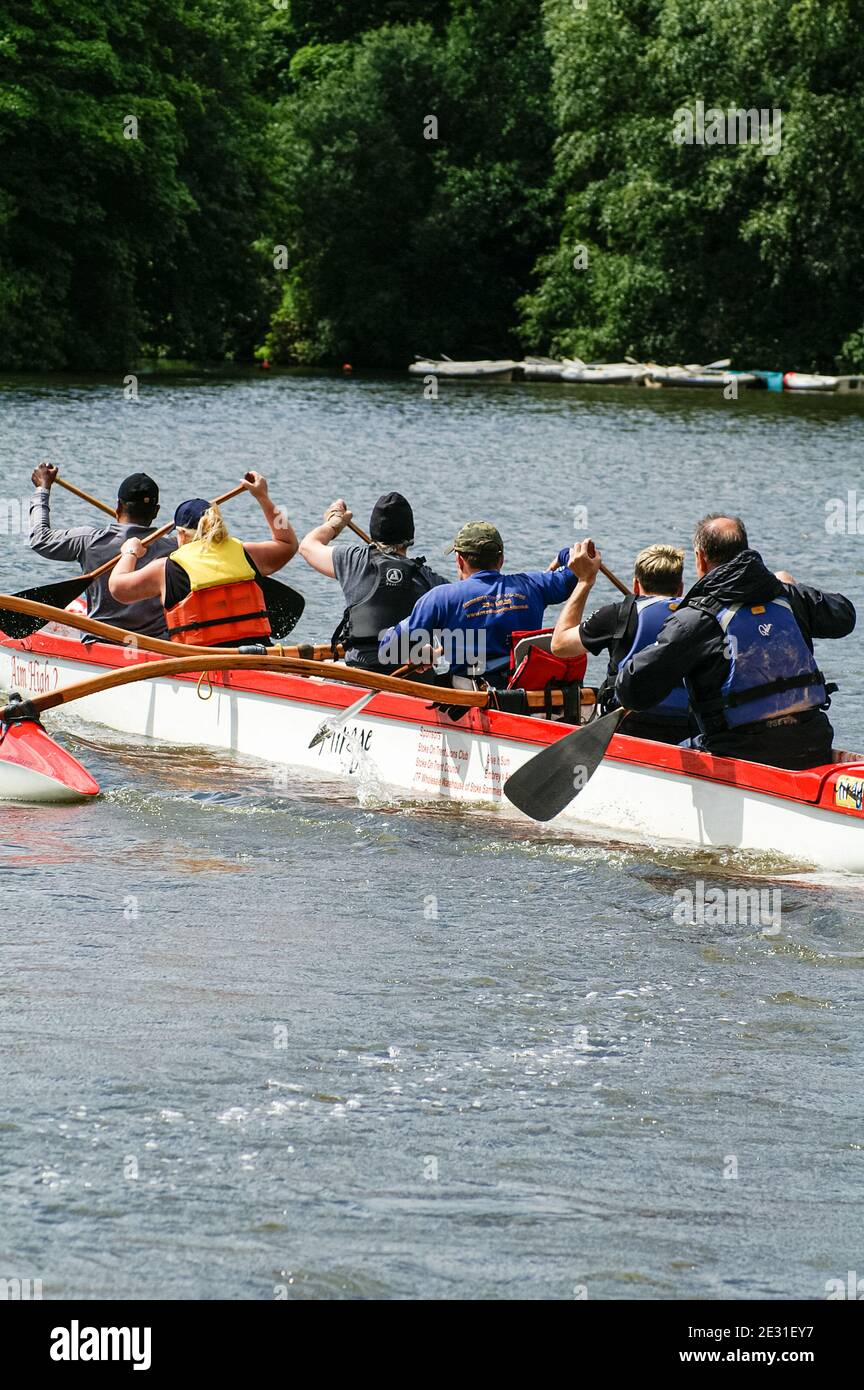 People paddling V6 Hawaiian outrigger canoes (known as va'a), UK Stock ...